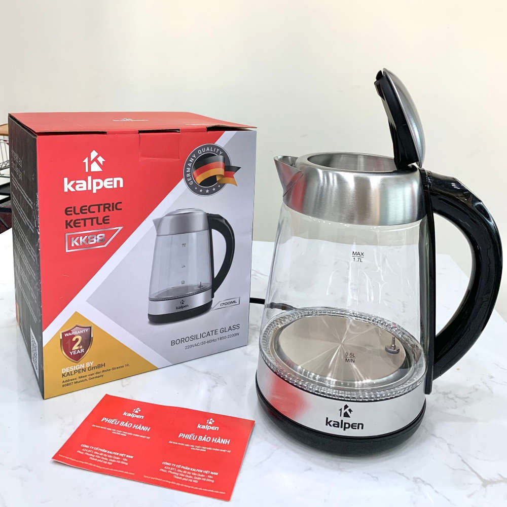 Ấm đun nước siêu tốc thủy tinh điều chỉnh nhiệt độ Kalpen 1.7L KK88 chuẩn hàng Đức - 299,000 ...