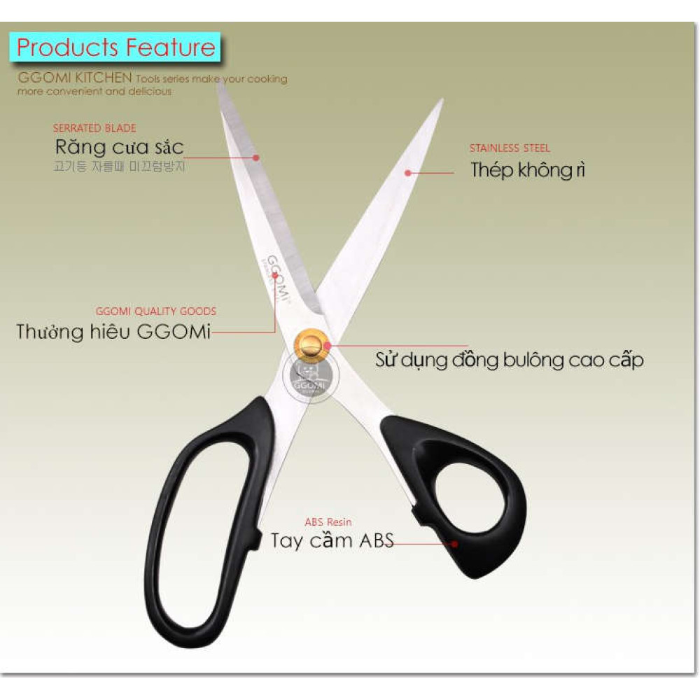 Kéo cắt thịt nướng Hàn Quốc GGOMI GG130 - 89,000 | Sanhangre