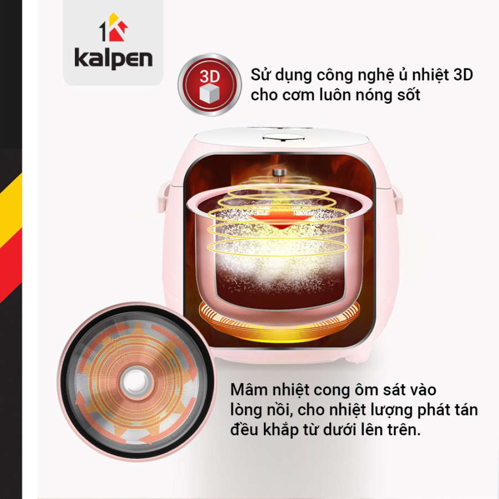 Nồi cơm điện ủ ấm 3D Kalpen R1 dung tích 1L chuẩn Đức, bảo hành 2 năm ...