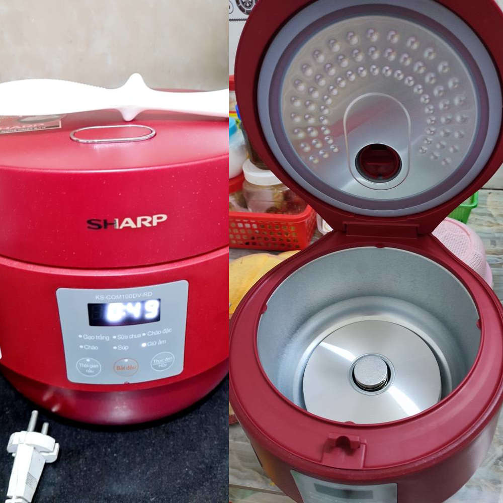 Nồi cơm điện tử Sharp KS-COM100DV-RD dung tích 1 lít, bảo hành 12 tháng - 625,000 | Sanhangre