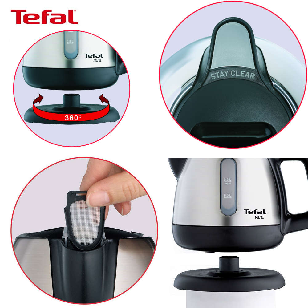 Ấm đun nước siêu tốc mini 0.8L Inox 304 Tefal BI81252A bảo hành 2 năm - 499,000 | Sanhangre