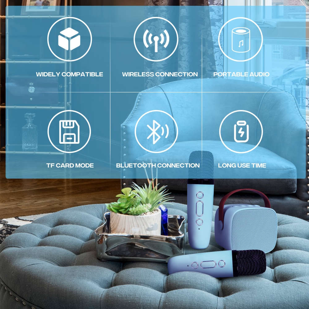 Bộ Loa Bluetooth kèm 02 Micro không dây Karaoke Mini K1 xanh - 399,000 ...