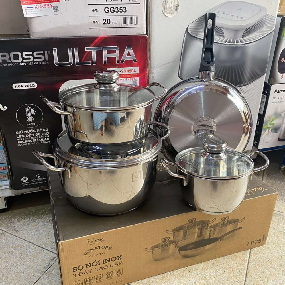 Bộ 3 nồi và chảo chống dính 3 đáy Inox 304 Fivestar Plus FPB4012, bảo hành 25 năm - 999,000 ...