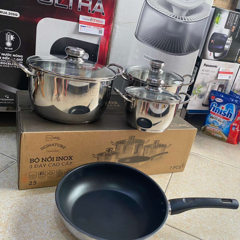 Bộ 3 nồi và chảo chống dính 3 đáy Inox 304 Fivestar Plus FPB4012, bảo hành 25 năm - 999,000 ...