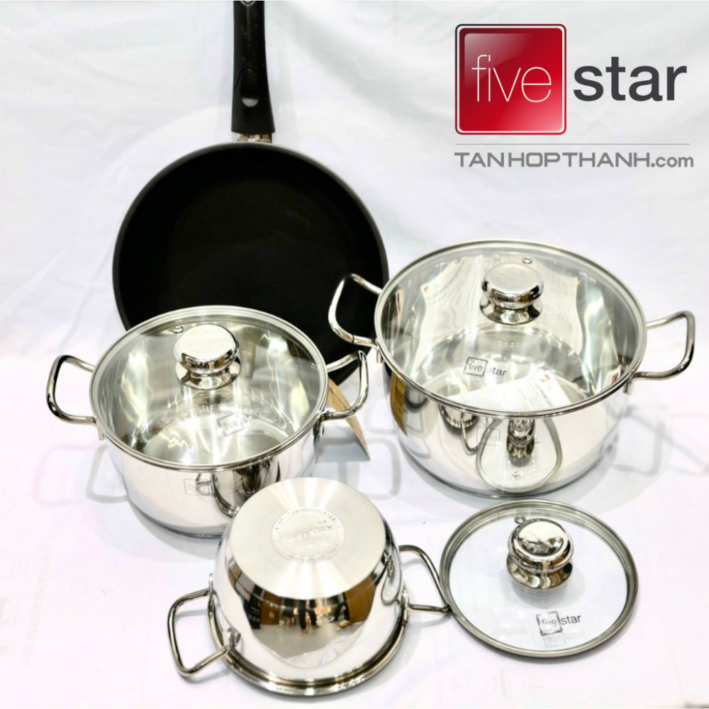 Bộ 3 nồi và chảo chống dính 3 đáy Inox 304 Fivestar Plus FPB4012, bảo hành 25 năm - 999,000 ...
