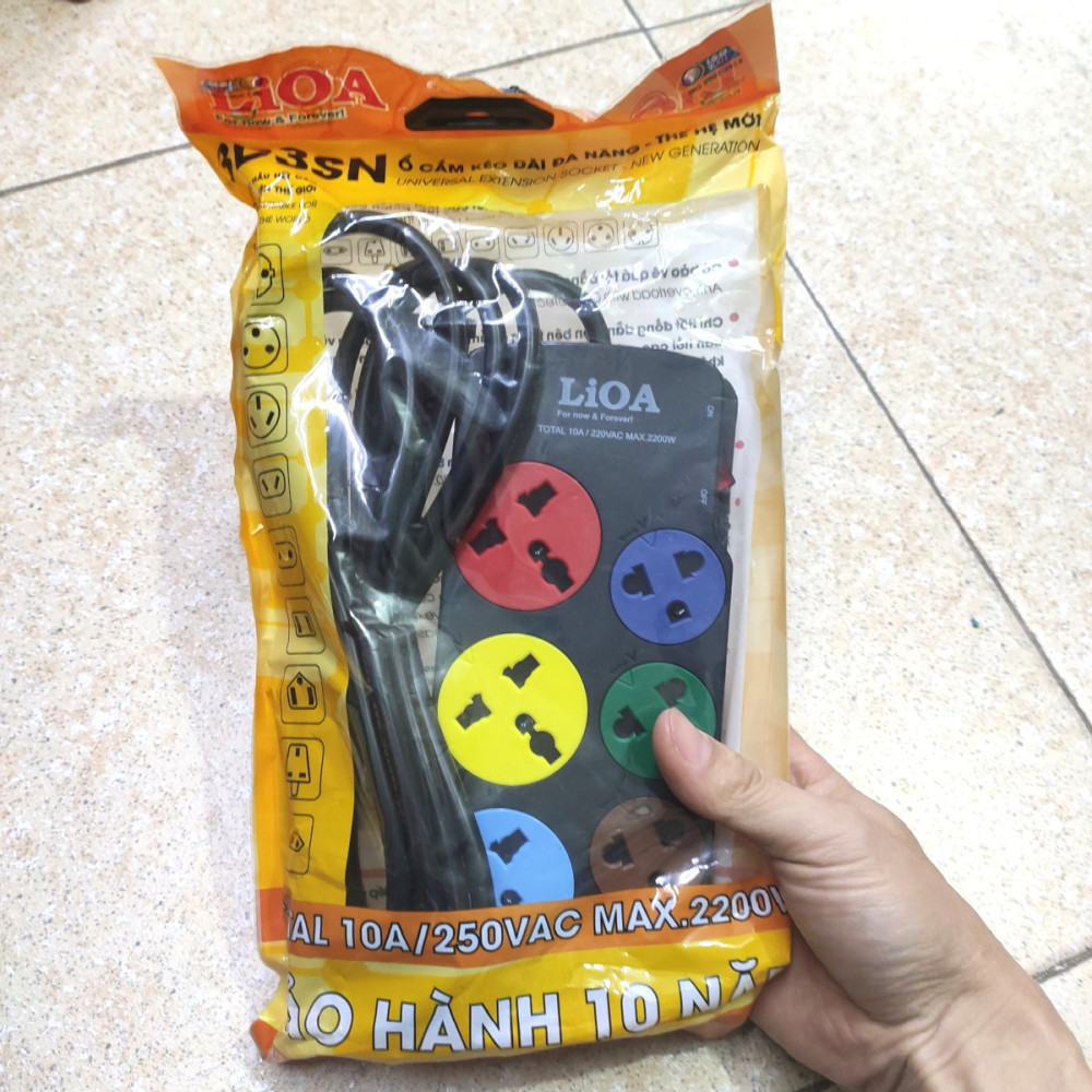 Ổ cắm điện kéo dài đa năng Lioa 6 phích 10A 2200w dây 3m, bảo hành 10 năm - 125,000 | Sanhangre