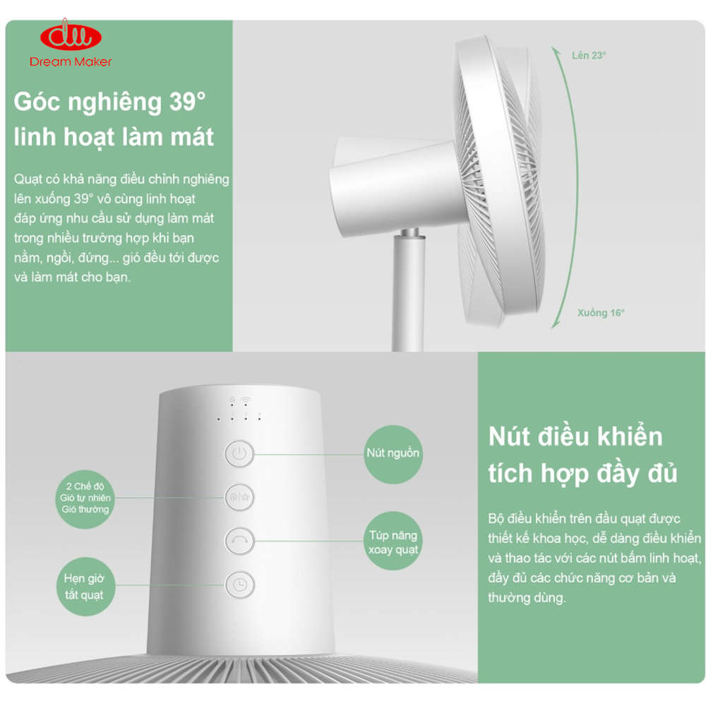 Quạt tích điện thông minh Xiaomi Dream Maker Plus DM-FAN01 bản Quốc Tế ...