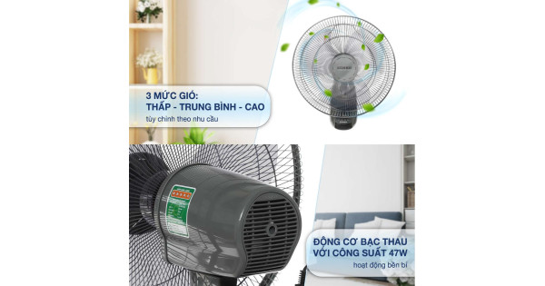Quạt treo tường điều khiển từ xa Senko TR1628 công suất 47W - 589,000 ...