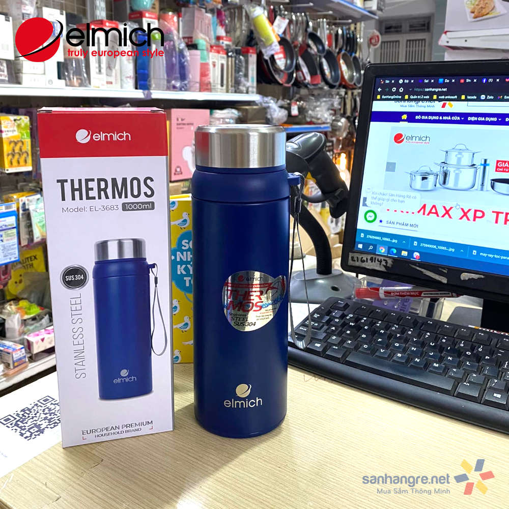 Bình giữ nhiệt Inox 304 Elmich EL-3683 dung tích 1000ml bảo hành 6 tháng - 225,000 | Sanhangre