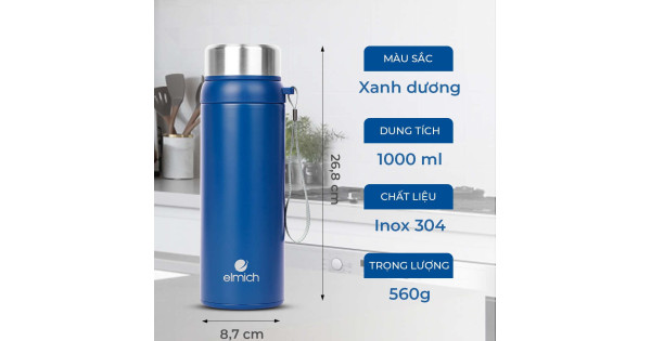 Bình giữ nhiệt Inox 304 Elmich EL-3683 dung tích 1000ml bảo hành 6 tháng - 225,000 | Sanhangre