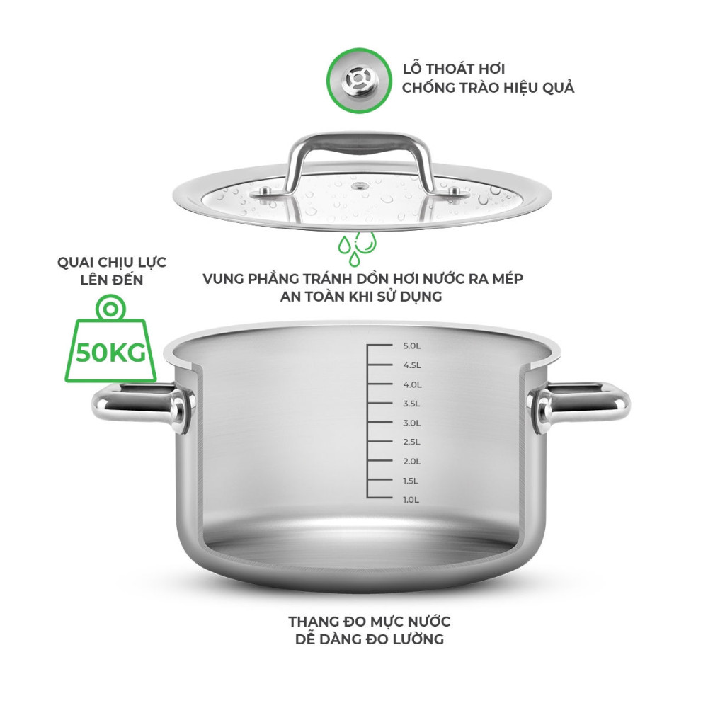 Bộ 3 nồi inox 304 liền khối Elmich Trimax ECO EL-8001 size 18, 20, 26cm - 1,999,000 | Sanhangre