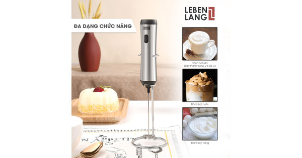 Máy đánh bọt cafe cầm tay Lebenlang LBL4583, pin sạc tiện lợi 10W, bảo ...