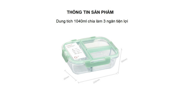 Hộp thủy tinh chia 3 ngăn Lock&Lock Glass Food Container LLG458 dung ...