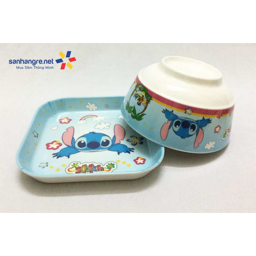 Bộ đồ dùng ăn hình chó Stitch cho bé hàng xuất Nhật - 125,000 | Sanhangre
