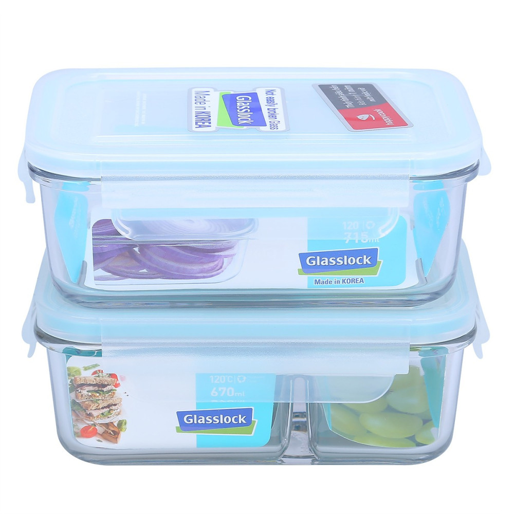 Bộ 3 hộp cơm thủy tinh Glasslock 715ml, 400ml, chia ngăn 670ml và túi giữ nhiệt - 205,000 ...