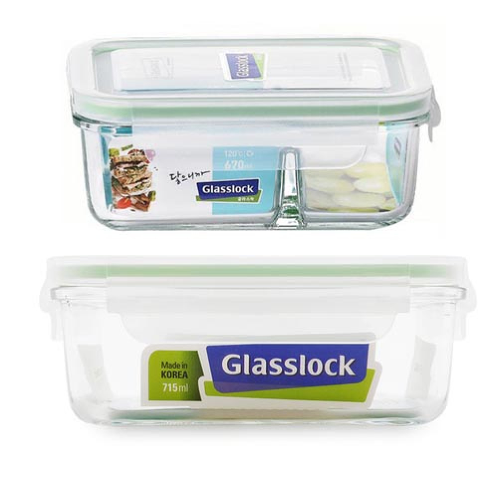 Bộ 3 hộp cơm thủy tinh Glasslock 715ml, 400ml, chia ngăn 670ml và túi giữ nhiệt - 205,000 ...