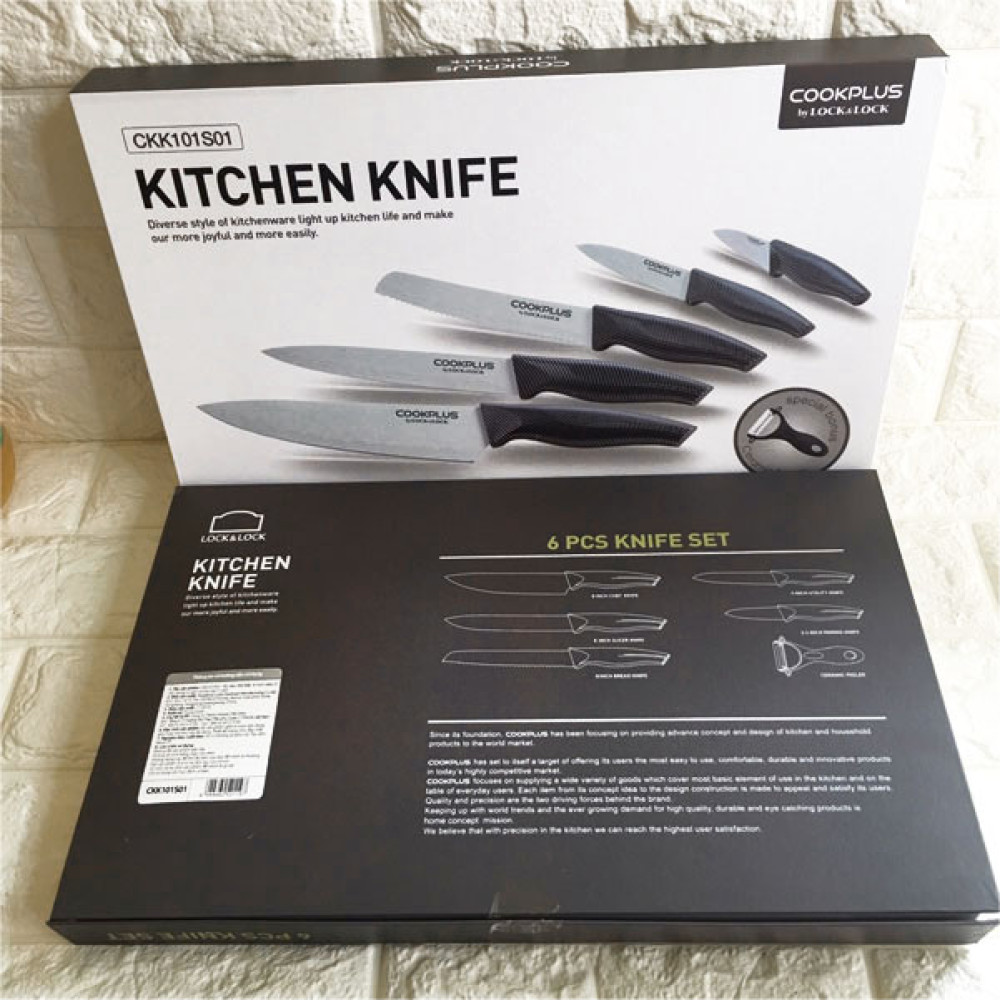 Bộ 5 dao phủ sứ Lock&lock Cookplus CKK101S01 (Tặng dụng cụ gọt củ quả ...