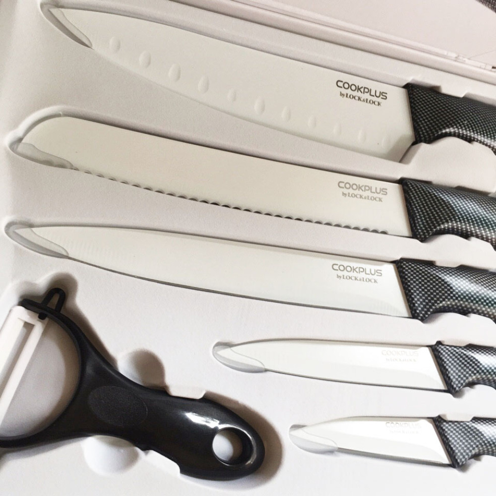 Bộ 5 dao phủ sứ Lock&lock Cookplus CKK101S01 (Tặng dụng cụ gọt củ quả ...