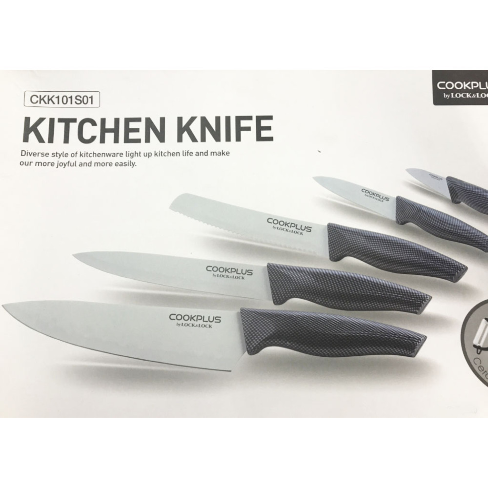 Bộ 5 dao phủ sứ Lock&lock Cookplus CKK101S01 (Tặng dụng cụ gọt củ quả ...