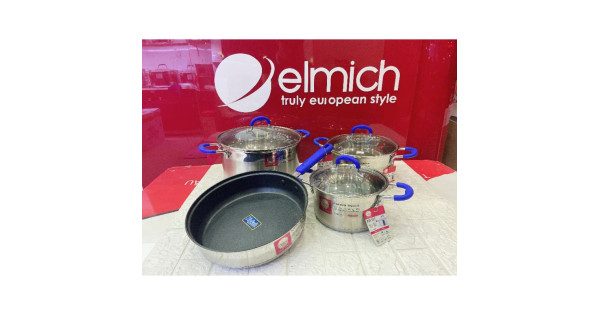 Bộ 3 nồi và 1 chảo Inox Elmich Smartcook SM1497 dùng bếp từ, xuất xứ CH ...